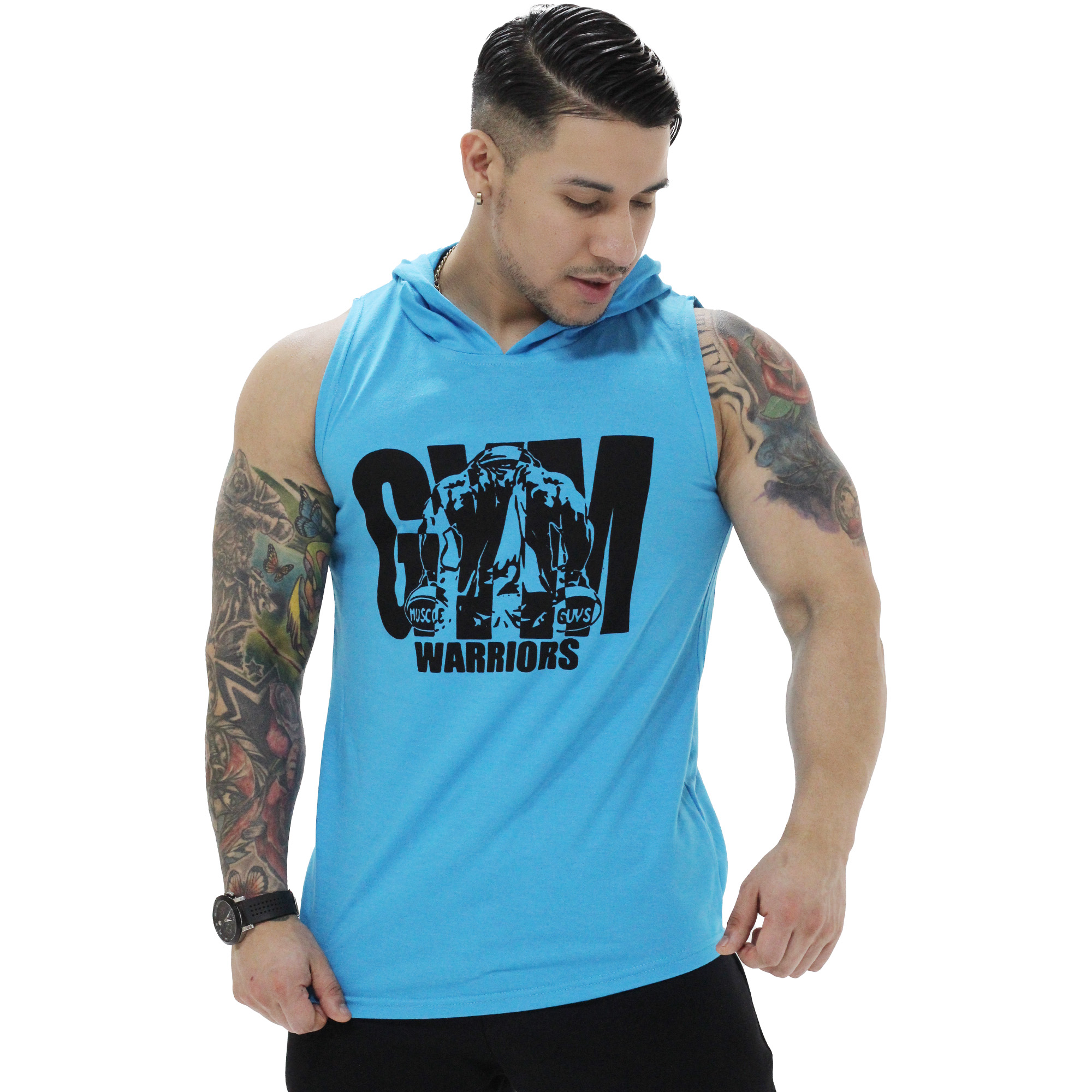 Polera Musculosa Gym Manga Cero Celeste - Aress